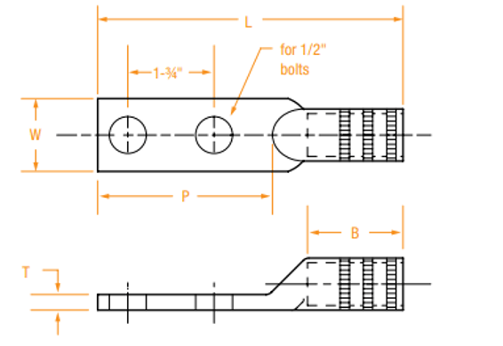 Richards Manufacturing HDCL10-2N Heavy-Duty Two Hole Copper NEMA Lug ...